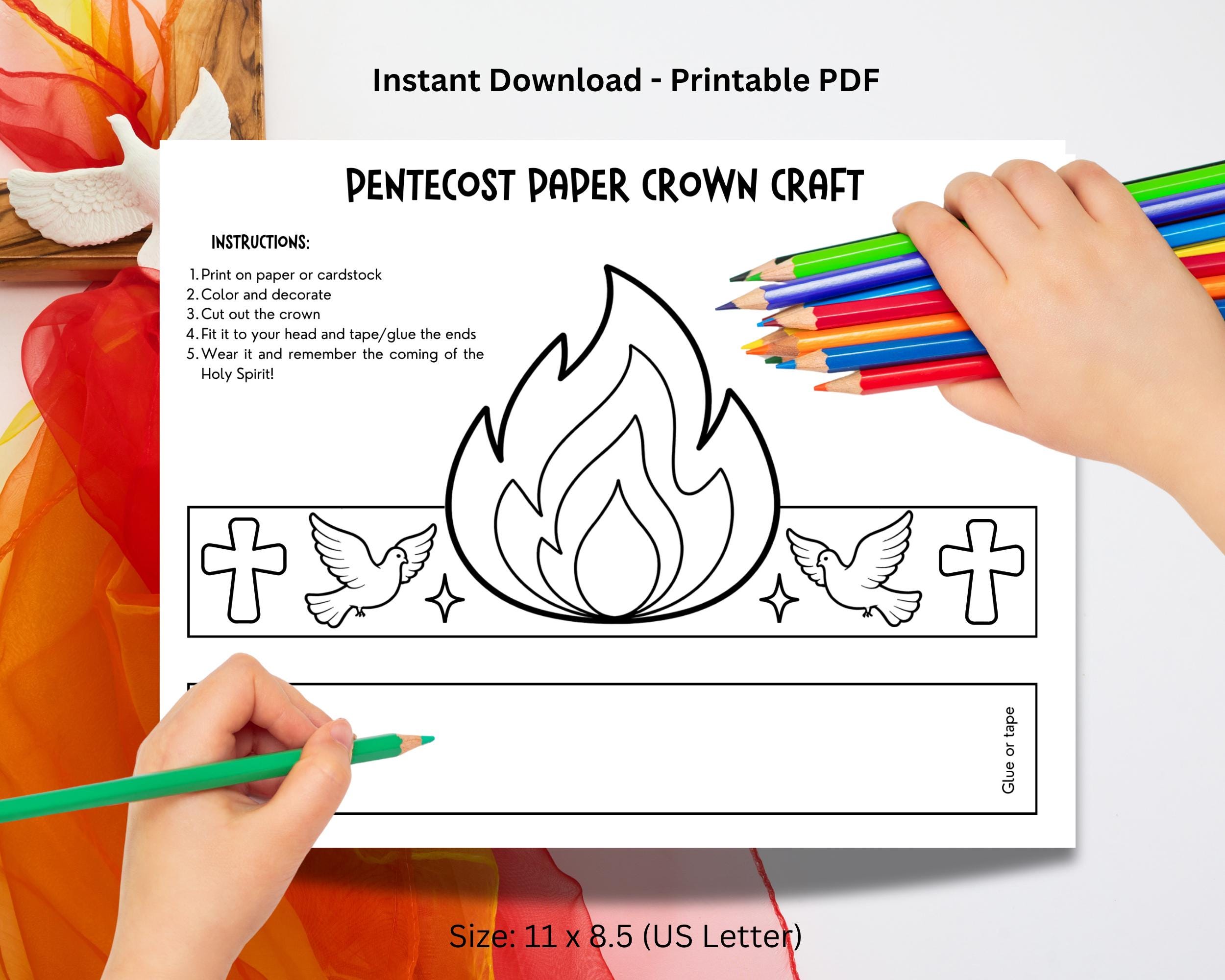 Pentecost Paper Crown Craft, Pentecost Bible Craft, Holy Spirit Sunday ...