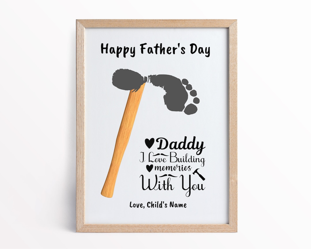 Father's Day Hammer Handprint Footprint Art, Printable Craft, Father's ...