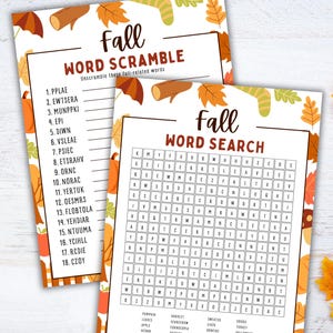 Fall Word Search & Word Scramble Puzzle, Printable Fall Games, Autumn ...
