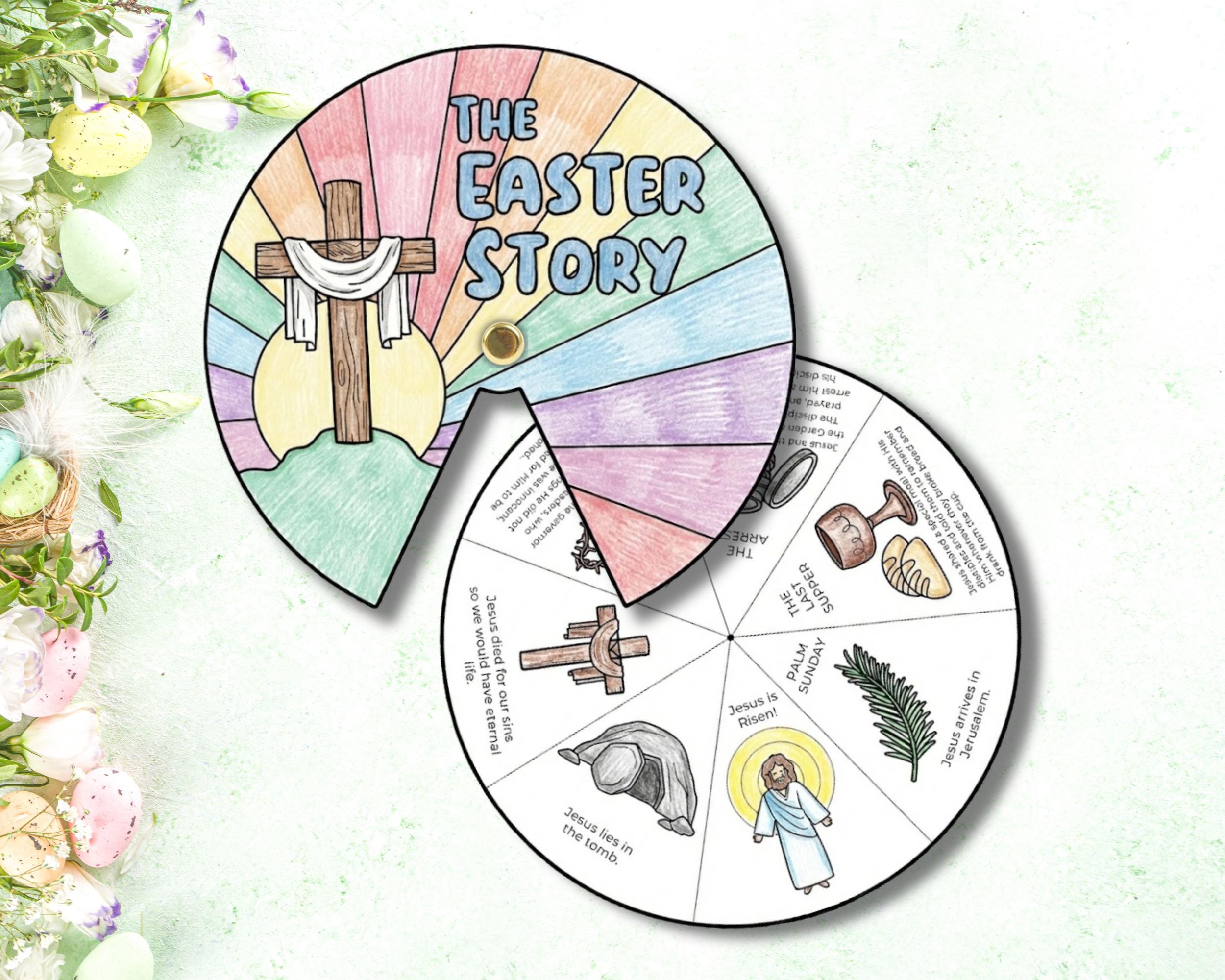 Easter Story Wheel Craft, Easter Bible Craft, Easter Bible Spinner ...