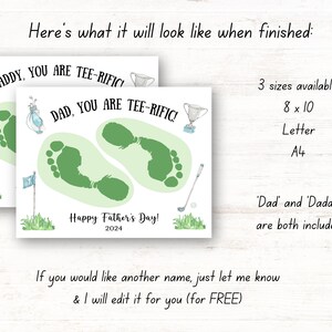 Father's Day Golf Handprint Footprint Art, Printable Craft, Father's ...