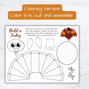 Build A Turkey Craft for Kids, Thankful Turkey, Printable Thanksgiving ...