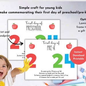 First Day of Preschool Pre-k Handprint Art, Kindergarten Preschool ...