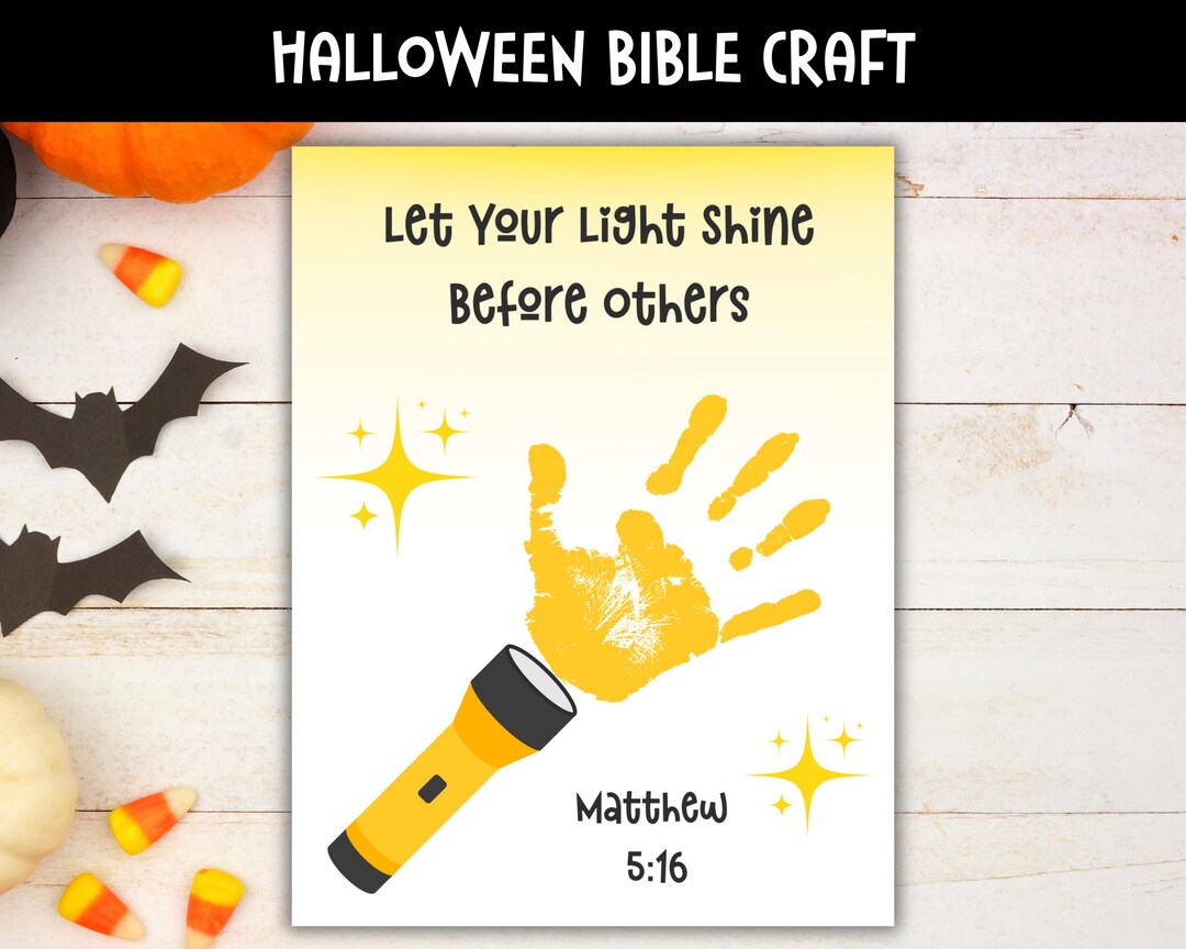 Let Your Light Shine Handprint Art, Matthew 5:16, Halloween Bible Craft ...