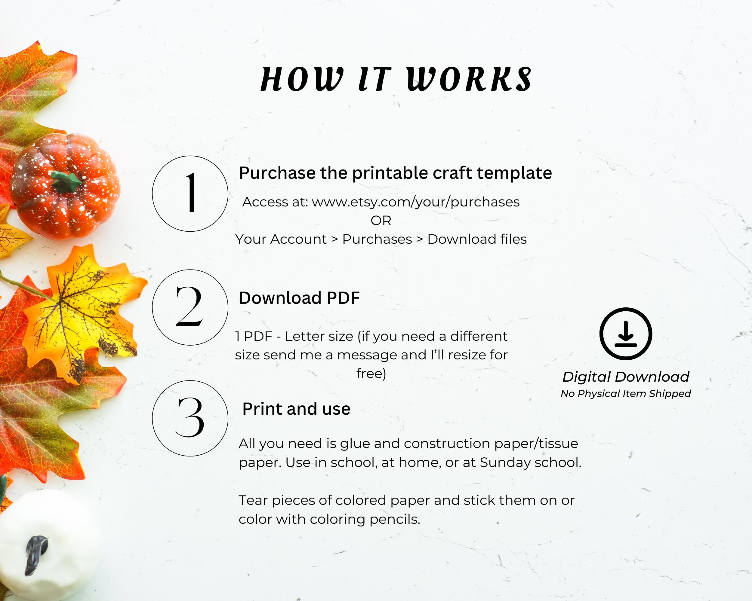 Fall Torn Paper Craft Printable, Thanksgiving Bible Craft, Autumn ...