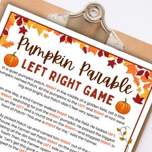 Pumpkin Parable Left Right Game, Pumpkin Gospel Story, Fall Game ...