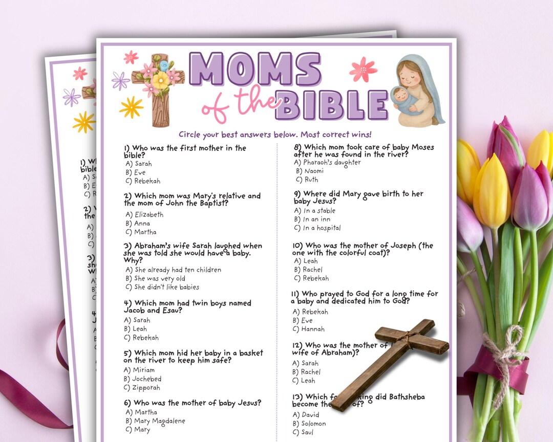 Moms of the Bible Game Printable, Christian Mother's Day Game, Bible ...