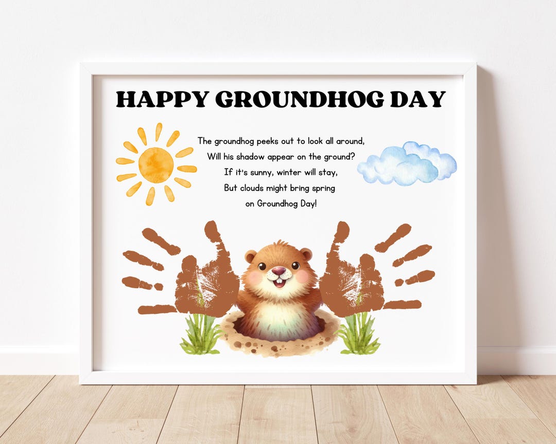 Groundhog Day Handprint Art, Kids Toddlers Preschool Daycare Handprint ...