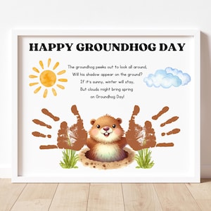 Groundhog Day Handprint Art, Kids Toddlers Preschool Daycare Handprint ...