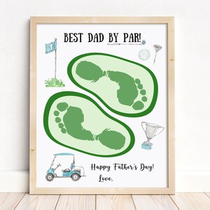 Father's Day Golf Handprint Footprint Art, Best Dad by Par, Printable ...