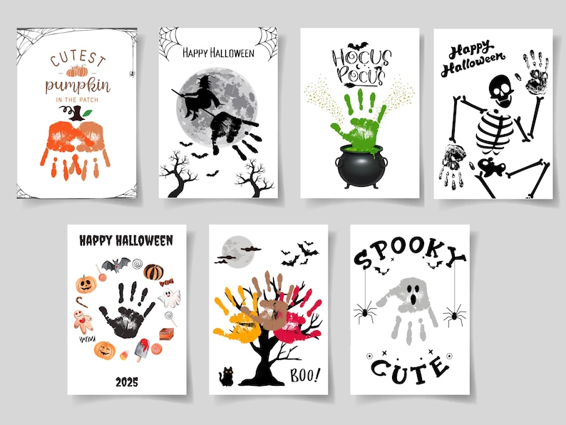 Halloween Handprint Art Bundle, Printable Handprint Crafts, Ghost ...
