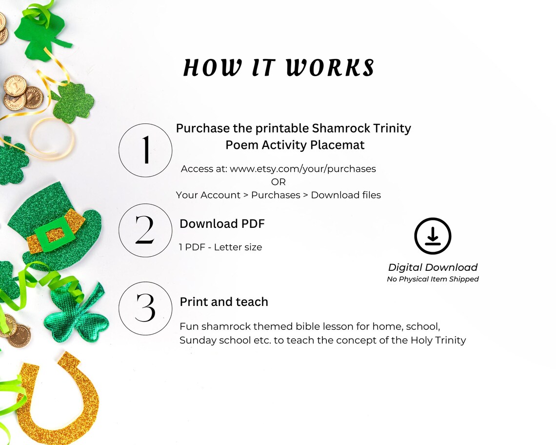 Shamrock Trinity Poem Activity Placemat, St. Patrick's Day Coloring ...