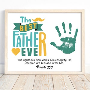 Father's Day Bible Craft Proverbs 20:7, Printable Dad Handprint Art ...
