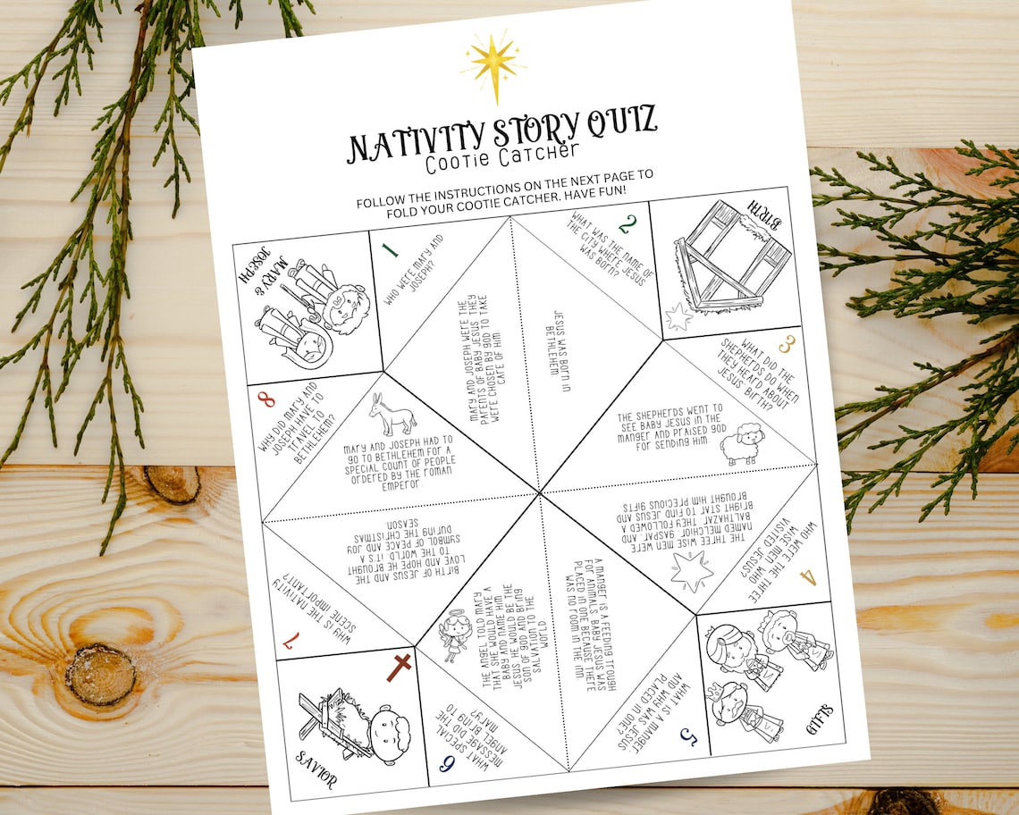 Nativity Story Printable, Nativity Activity, Christmas Cootie Catcher ...
