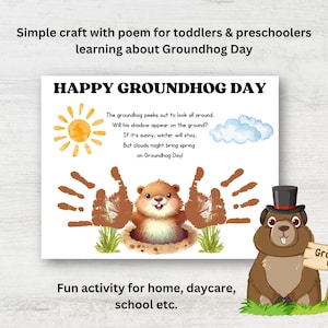 Groundhog Day Handprint Art, Kids Toddlers Preschool Daycare Handprint ...