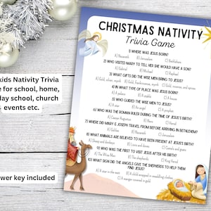 Nativity Story Bible Trivia Questions for Kids, Printable Trivia Game ...