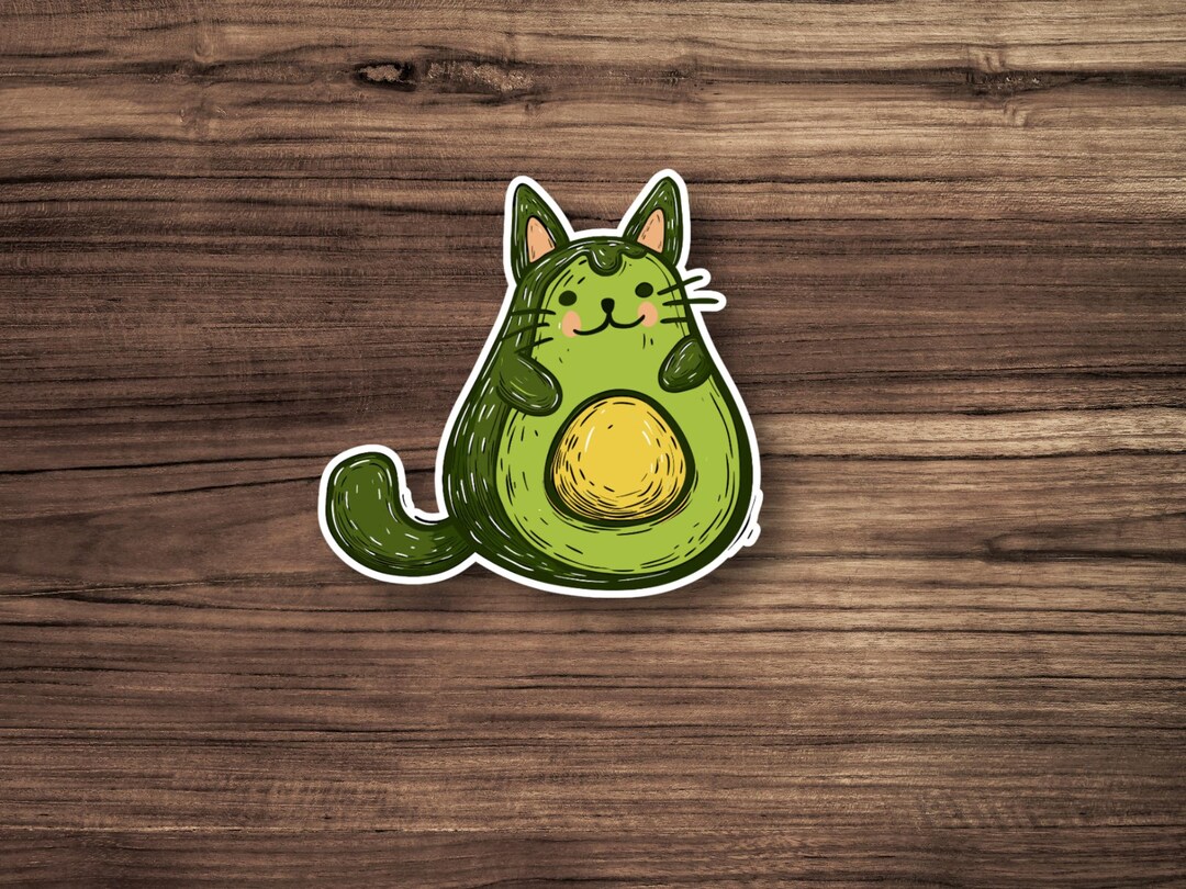 Meme Avocado Cat Peeker Sticker Cute Quality Sticker Funny Decal ...