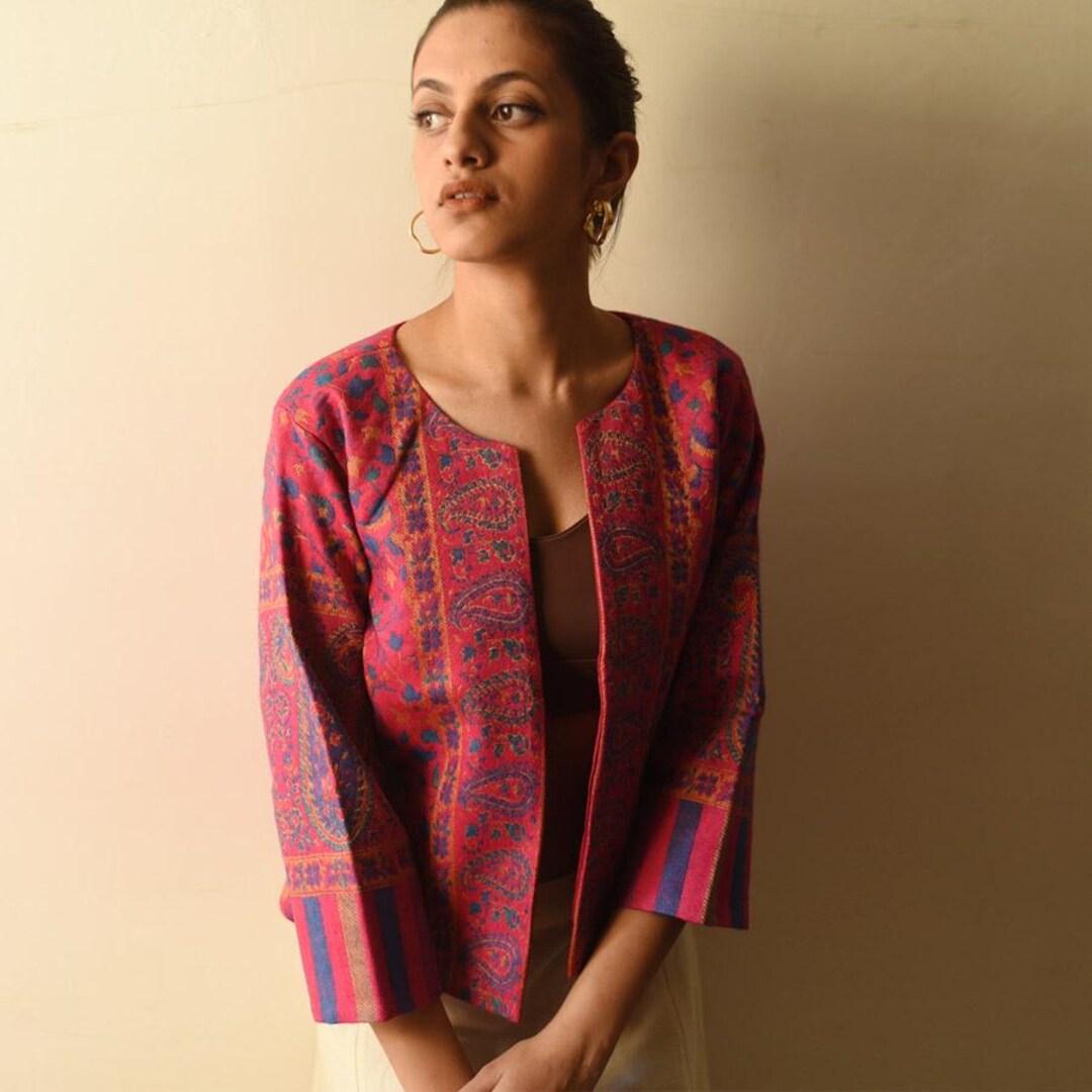 Handwoven Woolen Jamavar Jacket, Kashmiri Design - Etsy