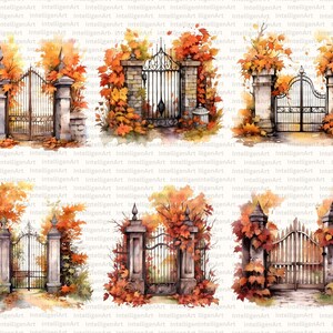 Garden Gates Clipart - Autumn Fence Clipart, Fall Gate Clipart, Garden ...