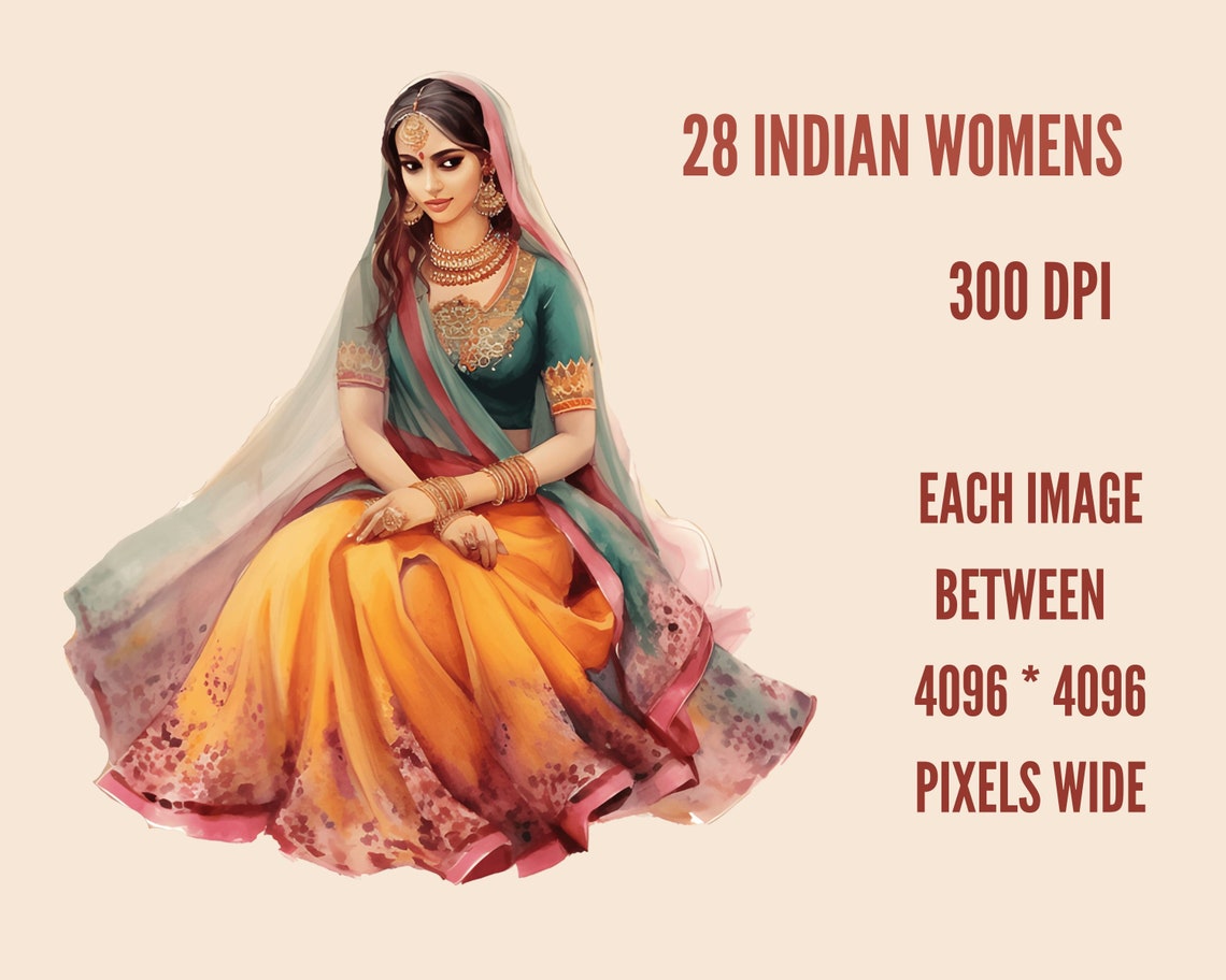 Indian Girl Clipart Fashion Women Clipart Saree Clipart - Etsy