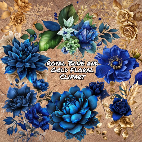 Royal Blue Flowers Clipart - Etsy