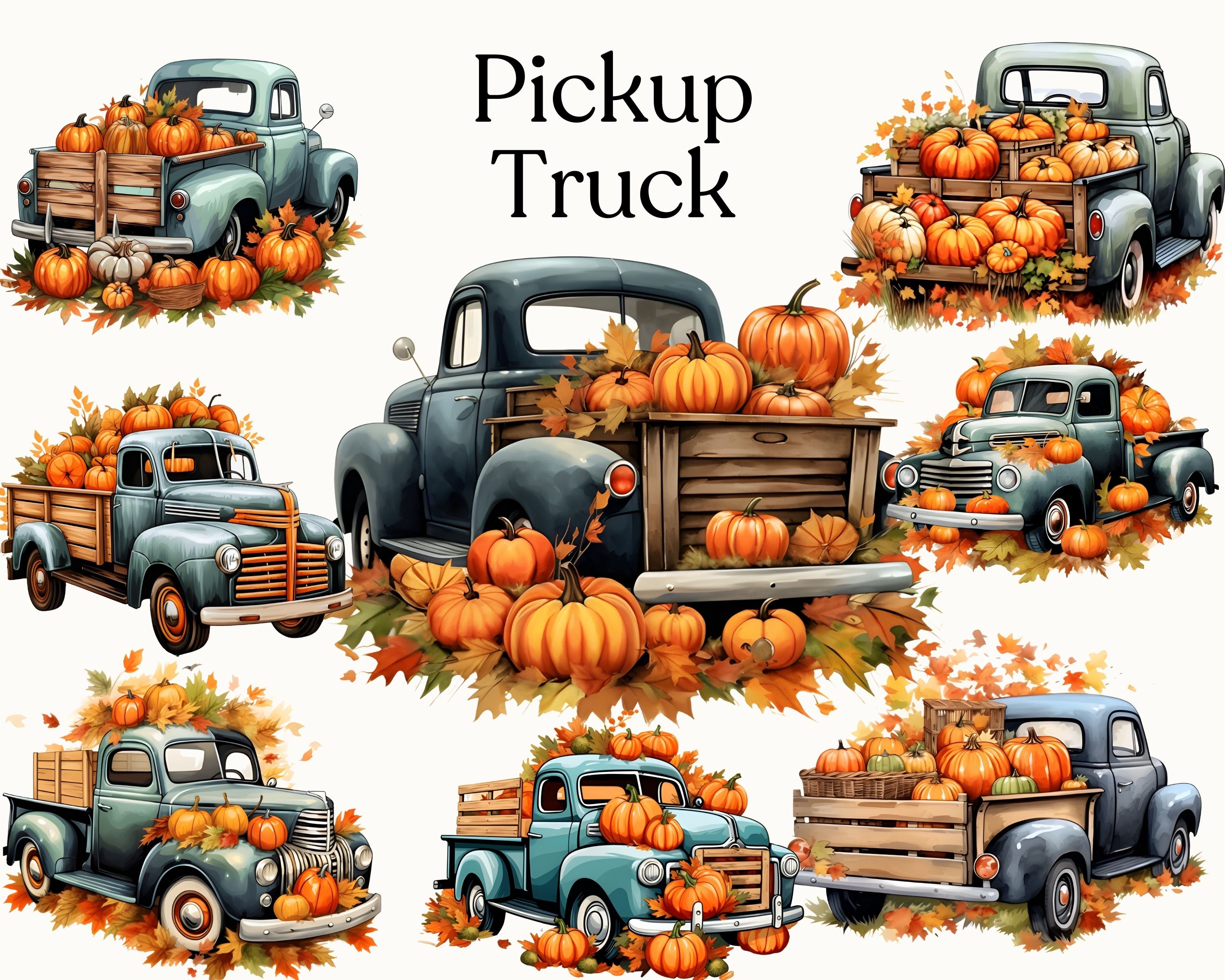 Pickup Truck Clipart Fall Pumpkin Truck PNG Pumpkins - Etsy