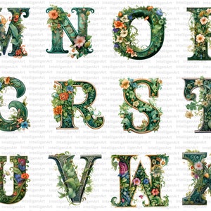 Spring Floral Alphabet Png, English Alphabet Floral Letters PNG ...