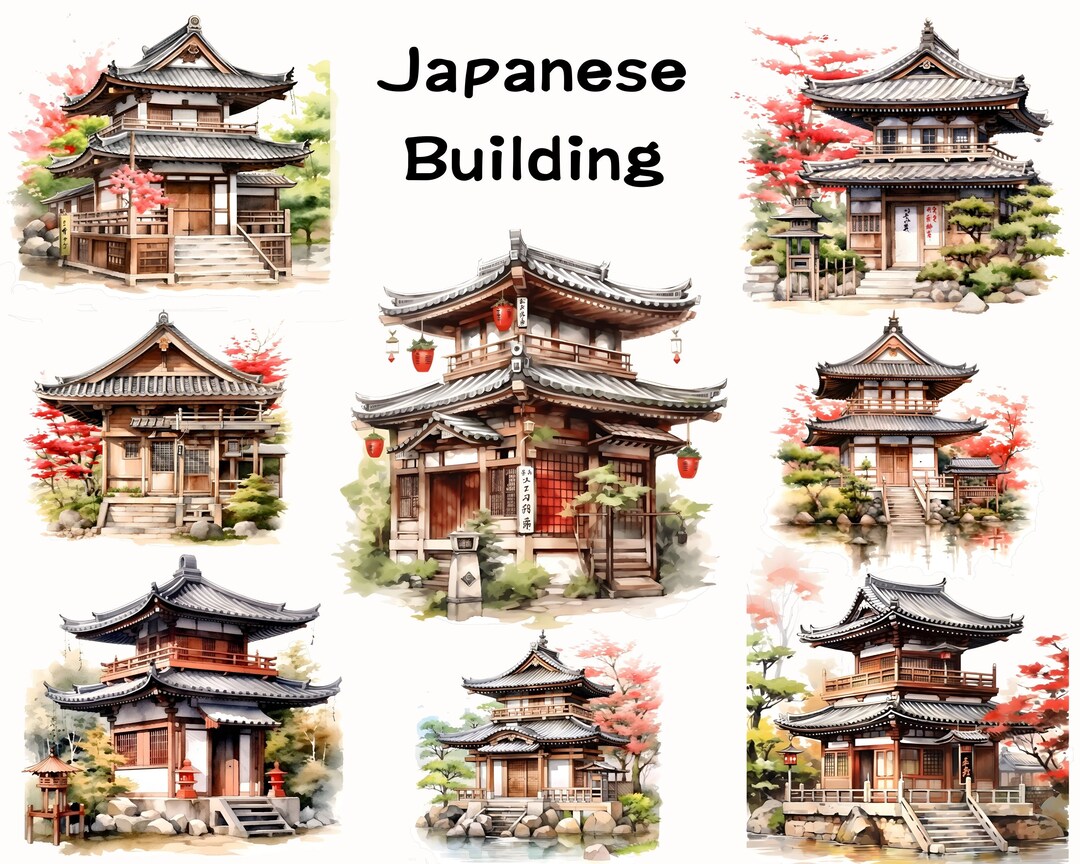 Japanese Building Clipart -japanese Wall Art, Japan Clipart, Sushi ...