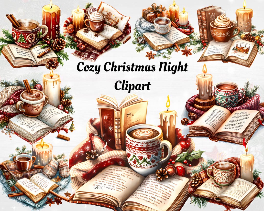 Cozy Winter Clipart, Watercolor Christmas, Rustic Christmas PNG, Cozy ...