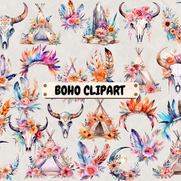 Boho Clipart - Etsy