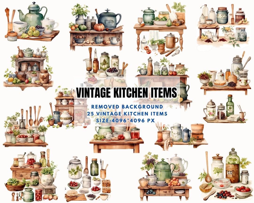 Kitchen Items Clipart Vintage Kitchen Utensils, Cooking Clipart, Spring ...