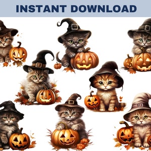 Cute Halloween Cat Clipart Halloween Black Cat Clipart, Witch Cat ...