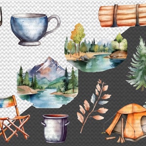 Camping Clipart Set - Fishing, Outdoor Camping Clip Art-happy Camper ...