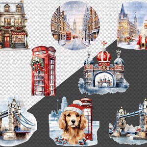 Christmas London Clipart - London Winter Illustrations, Christmas City ...