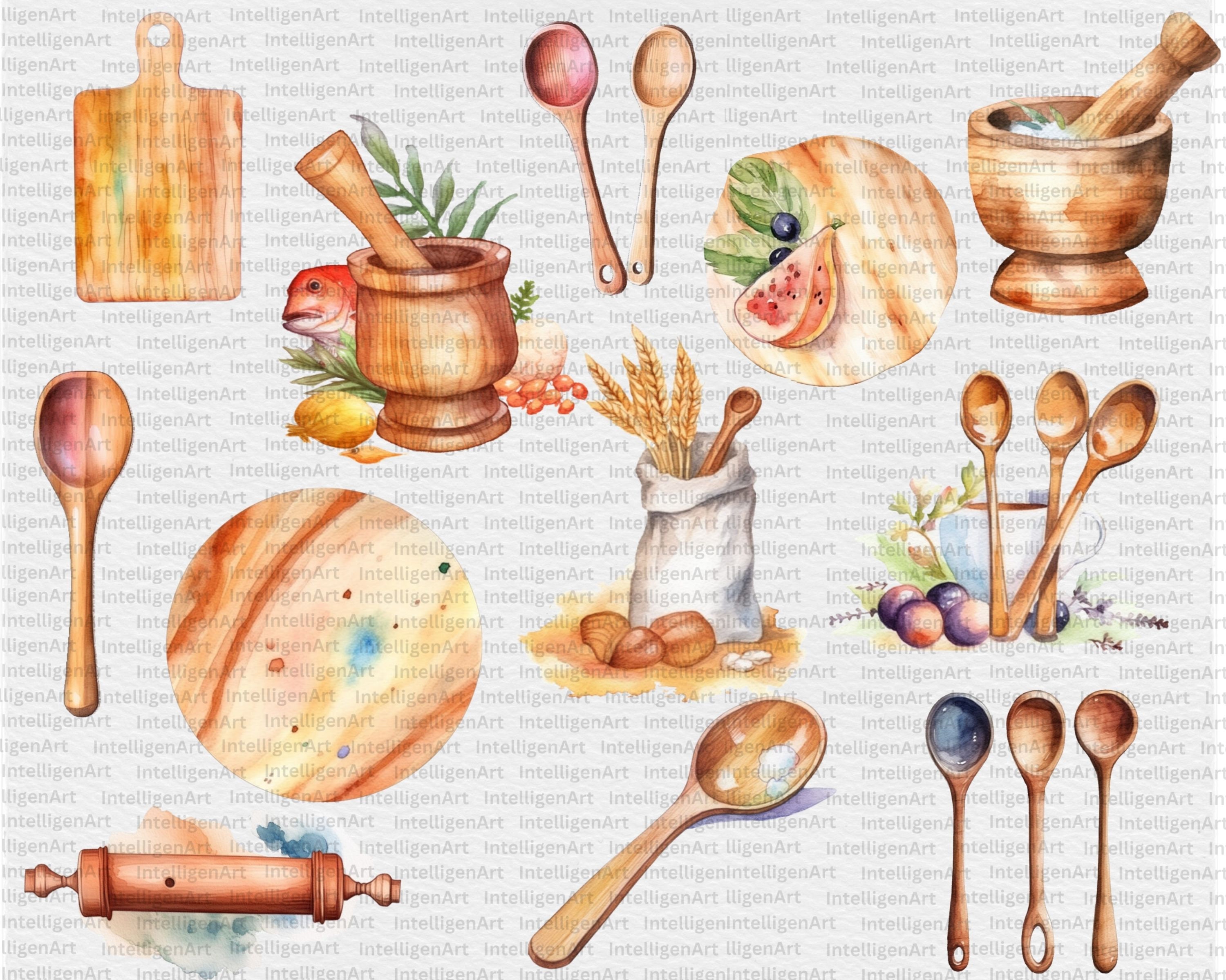 Kitchen Utensils Clipart-cooking Set Food Clip Art Kitchen - Etsy