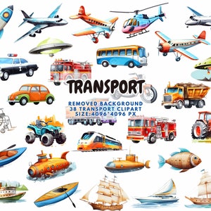 Watercolor Transportation Clipart Vehicles Clipart, City Transport ...