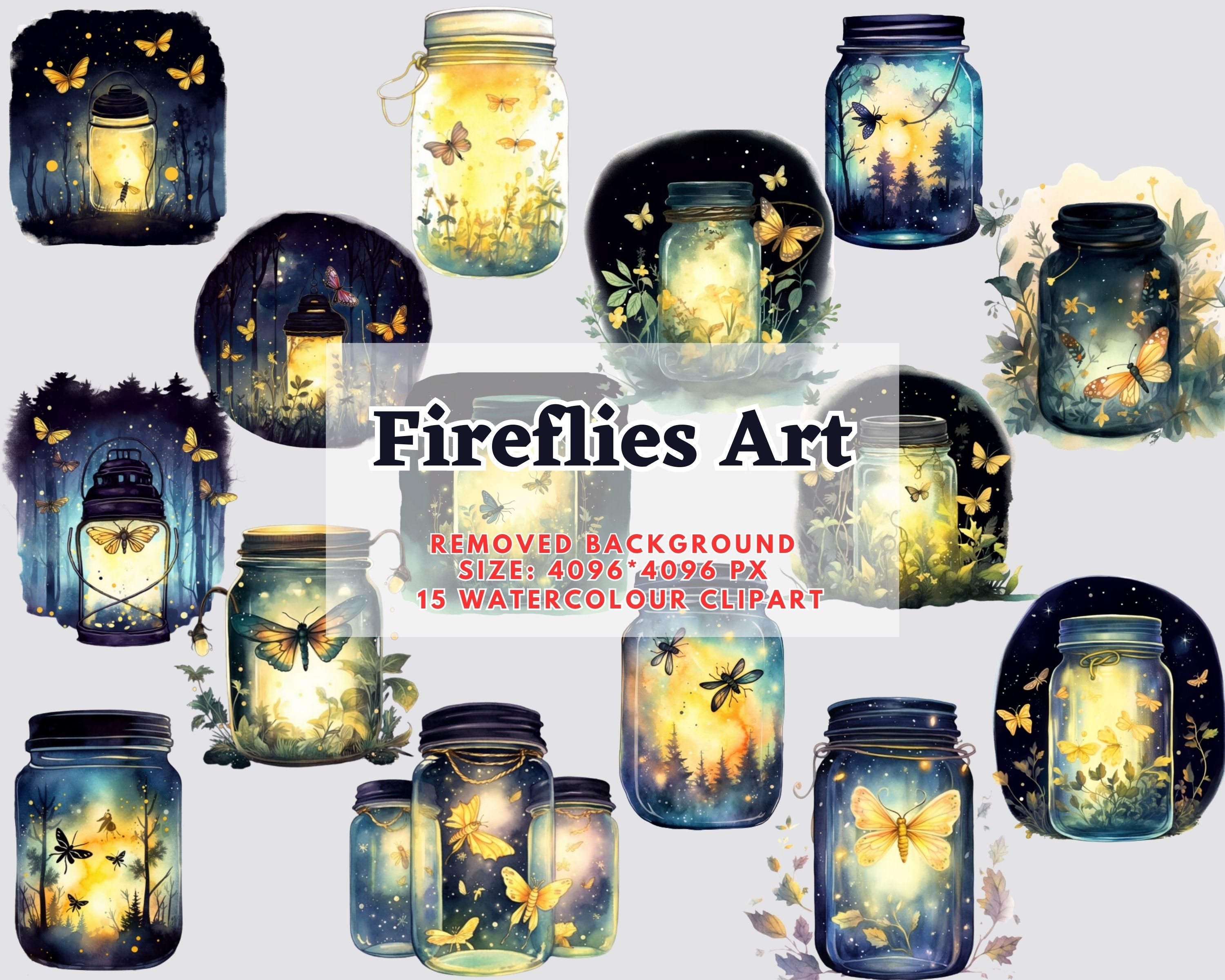 Fireflies In A Jar At Night