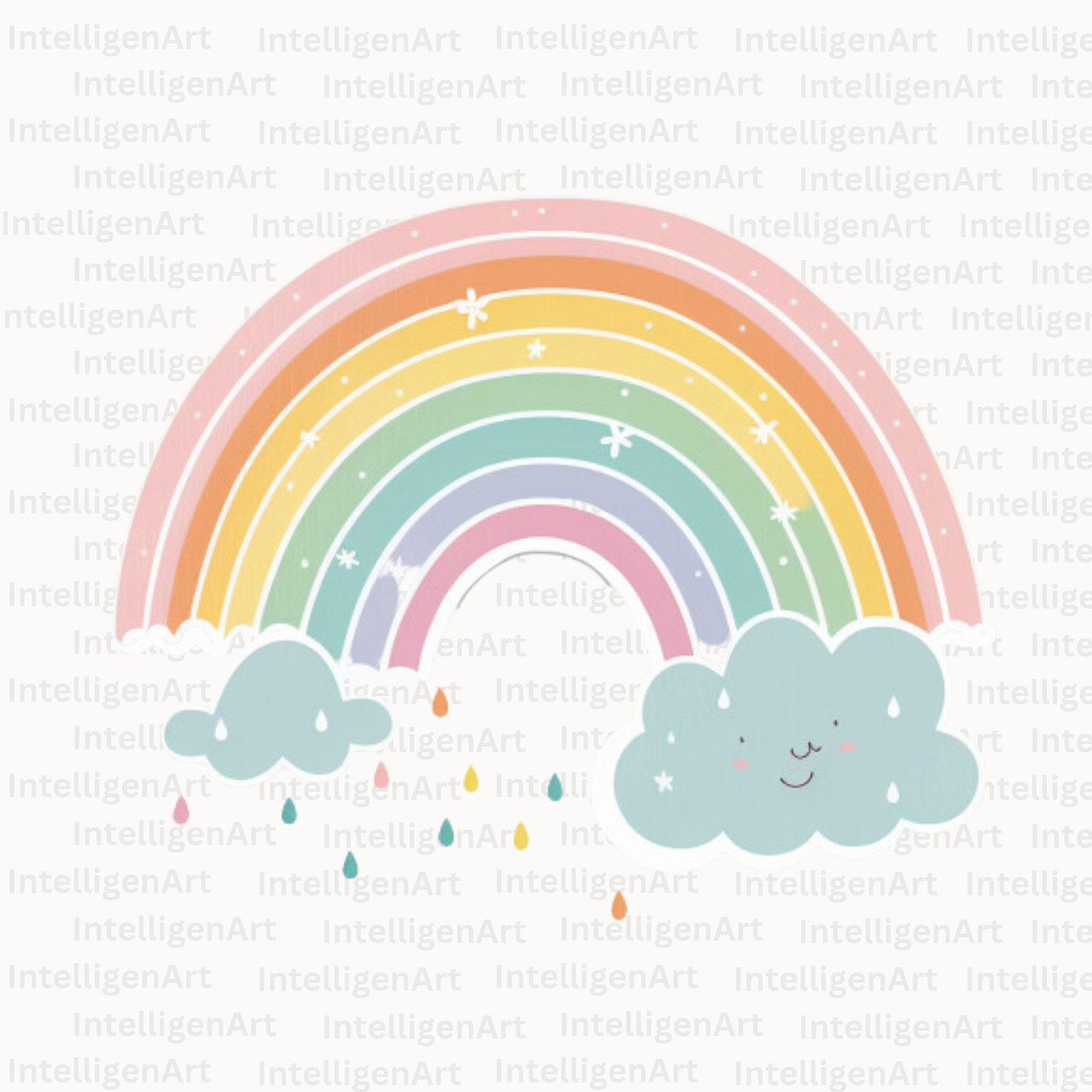 Cute Watercolor Rainbow Clouds Clipart-boho Pastel - Etsy