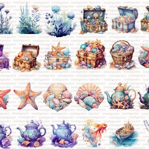 Mermaid Watercolor Clipart | Mermaids Tail Clipart | Underwater Mermaid ...