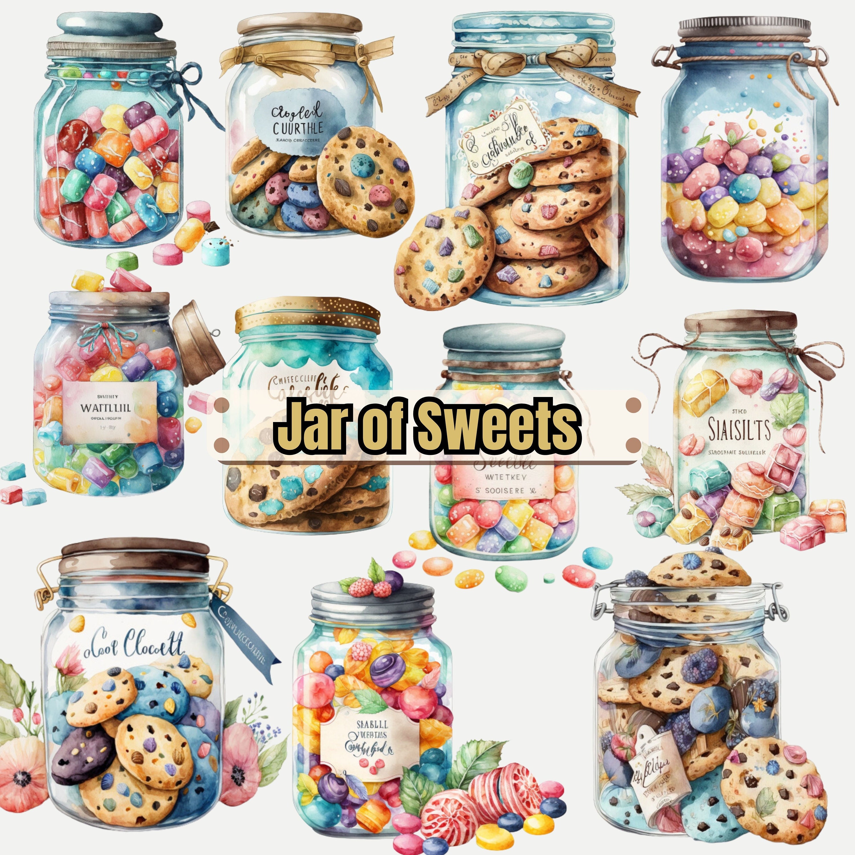 Jar of Sweets Clipart Bundle Candy Clipart Sweet Treats - Etsy