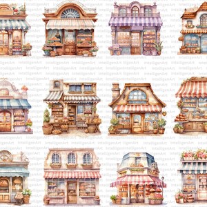 Bakeries Watercolor Clipart - 140+ Bakery Clipart, Bakery Storefront ...