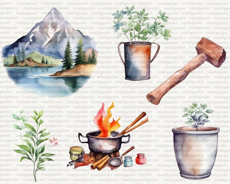 Camping Clipart Set Fishing Outdoor Camping Clip Art-happy - Etsy