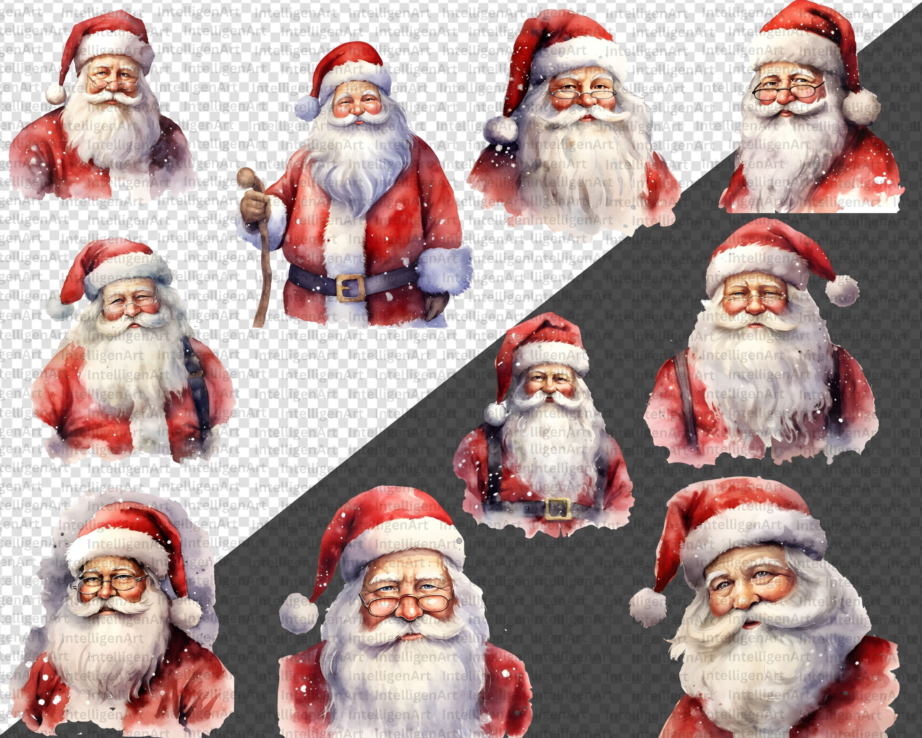 Santa Claus Clipart Watercolor Christmas Clip Art - Etsy