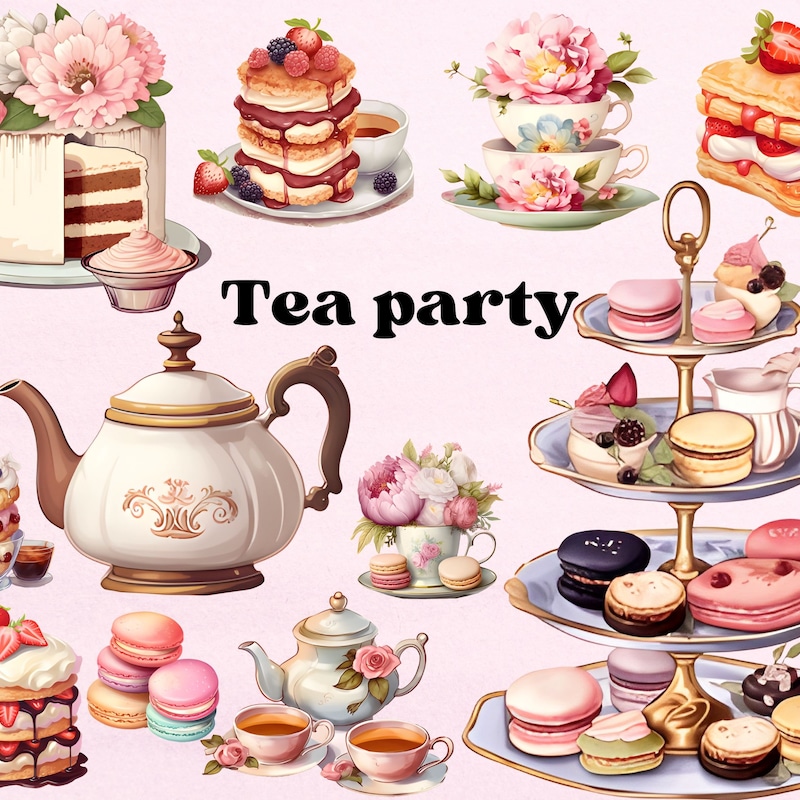 Tea Time Clipart - Etsy