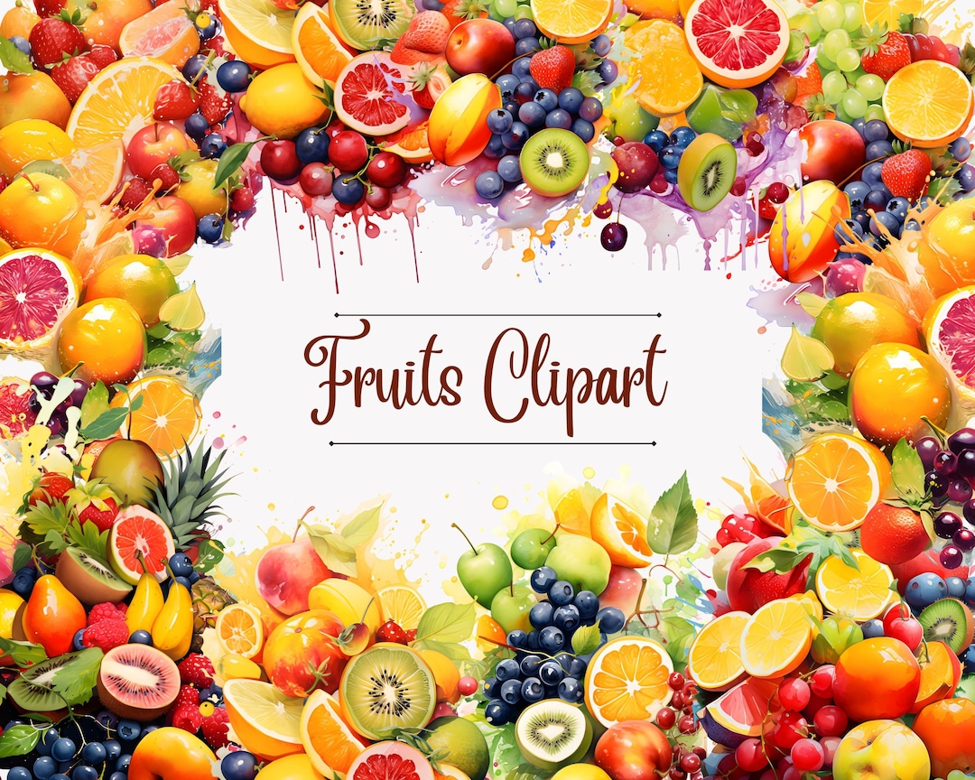 Fruits Clipart - 100+ Summer Foods, Fruit Bouquet Art, Watercolor ...
