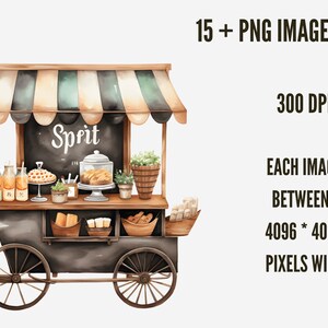Coffee Cart Clipart - Coffee Shop Illustrations, Coffee Mobile Cart ...