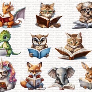 Bookworm Animals Clipart - Booklover Clipart, Book Illustrations ...