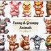 Grumpy Animals Clipart, Funny Animal Clipart, Cute Cartoon Animals ...
