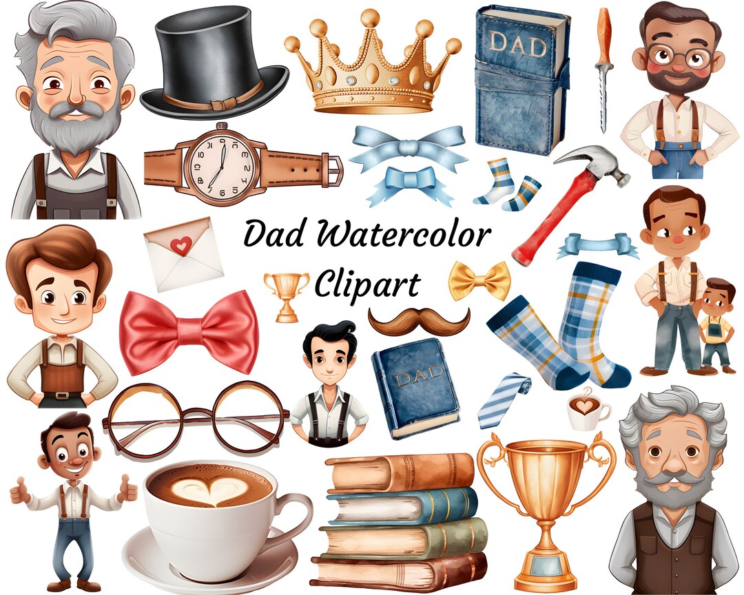 Father's Day Clipart, Dad Clipart, Super Dad Illustration, Gentleman ...