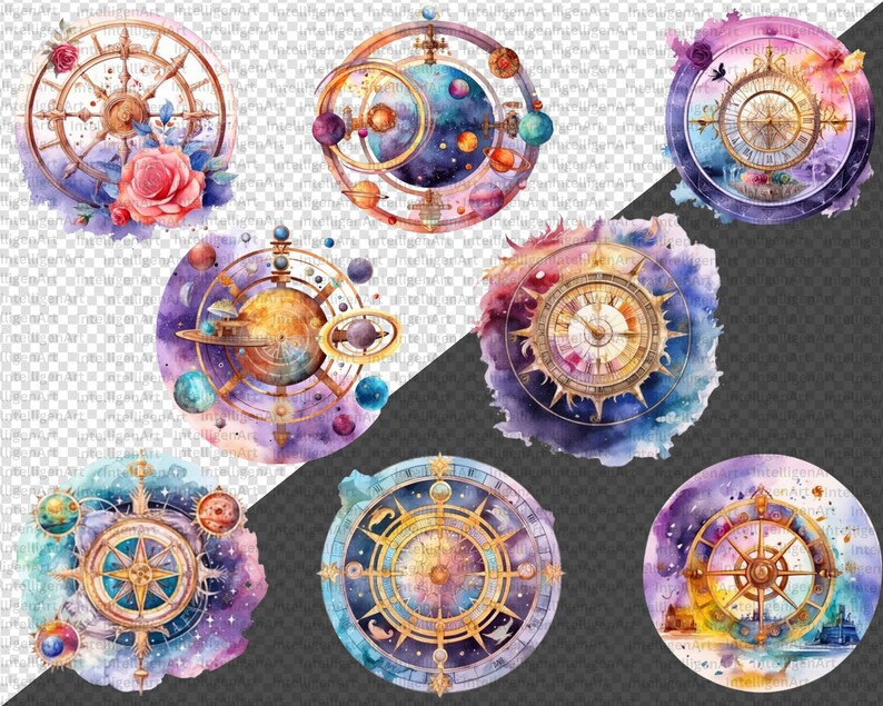 Time Wheels Clipart Vintage Mechanical Fantasy Clockretro - Etsy